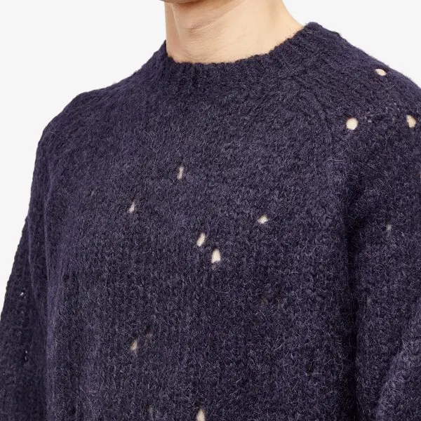 Our Legacy Needle Drop Raglan In Navy Fuzzy Mohpaca - 60% Off